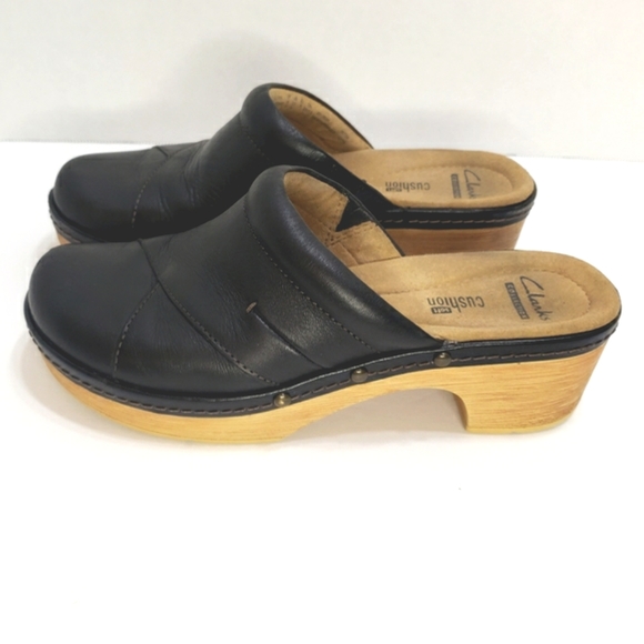 Clarks | Shoes | Clarks Black Preslet Sheen Leather Clog Womens 65 M ...